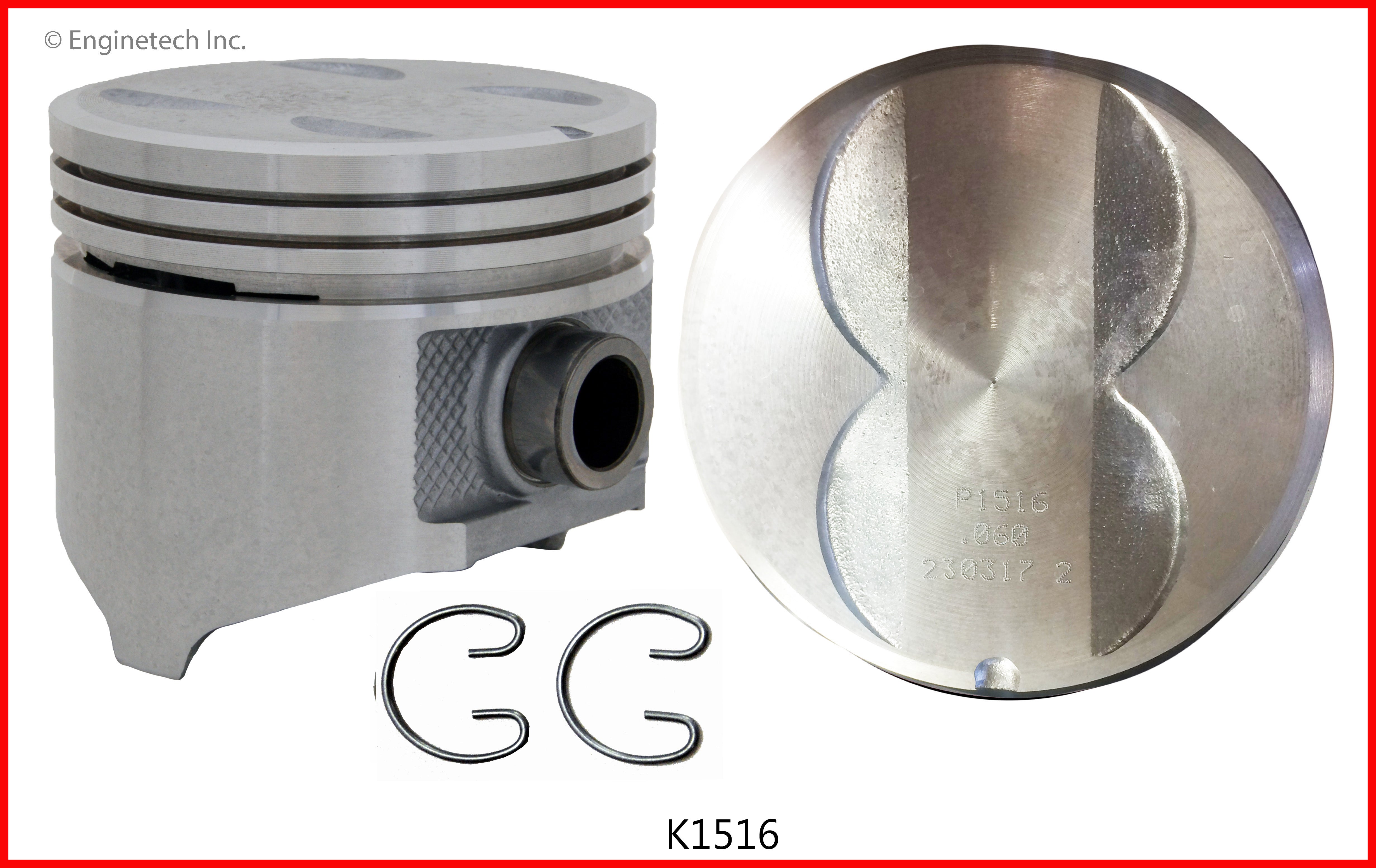 Enginetech K1516(8)040 Engine Piston Kit with Separate Full Ring Stack ...