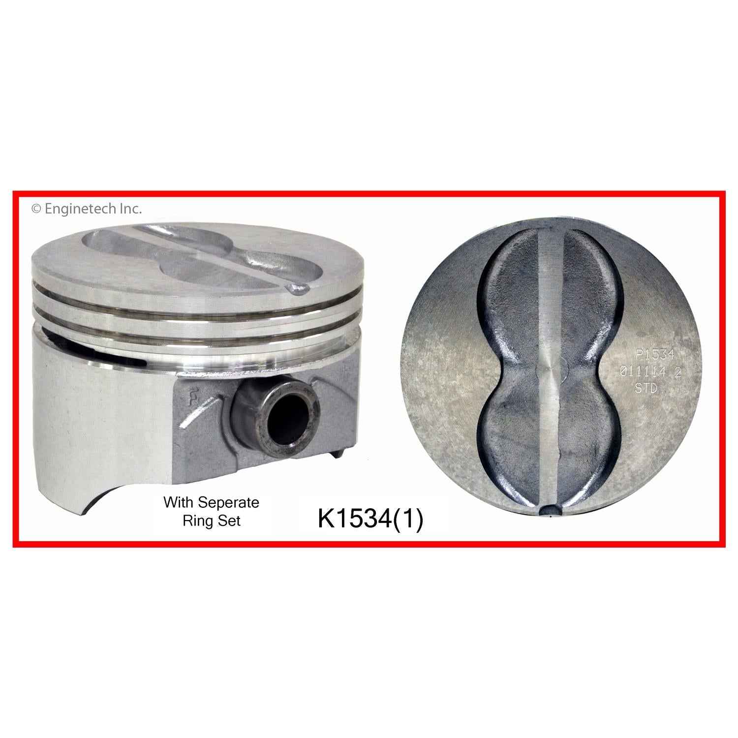 Enginetech K1534(1)STD Single Piston Engine Kit with Separate Ring Sta ...