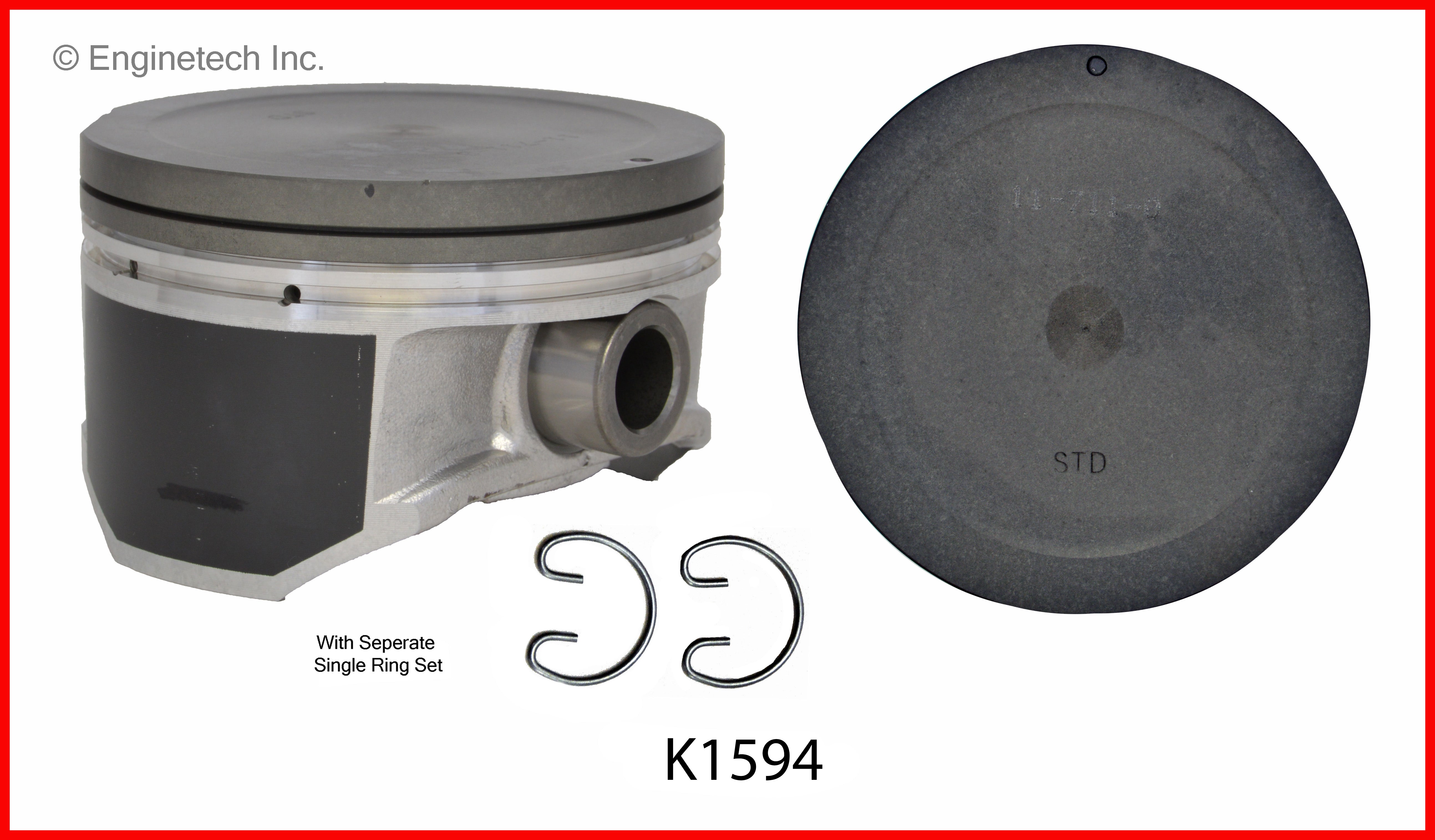 Enginetech K1594(4)P.50 Engine Piston Kit with Separate Full Ring Stac ...