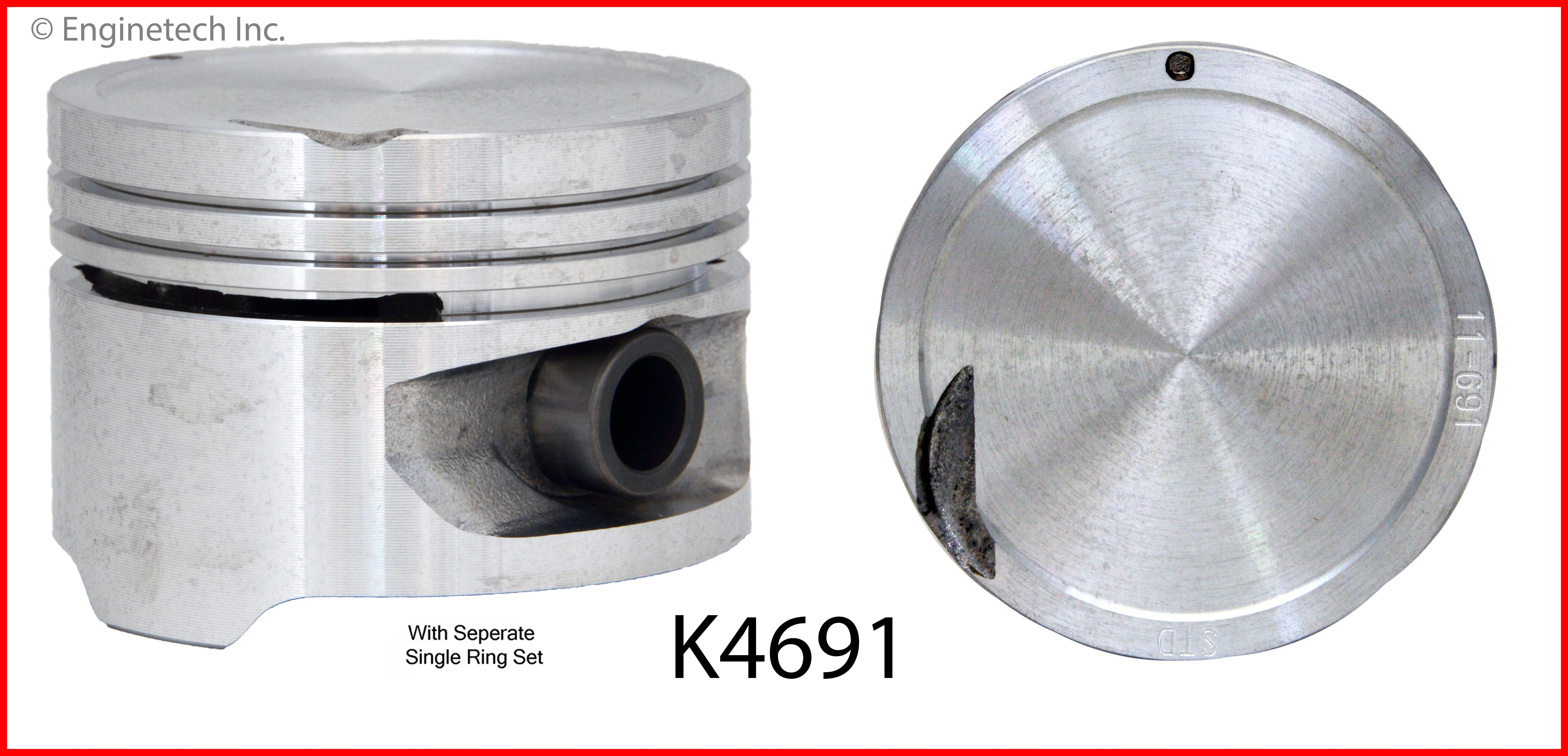Enginetech K4691(4)P.50 Engine Piston Kit with Separate Full Ring Stac ...