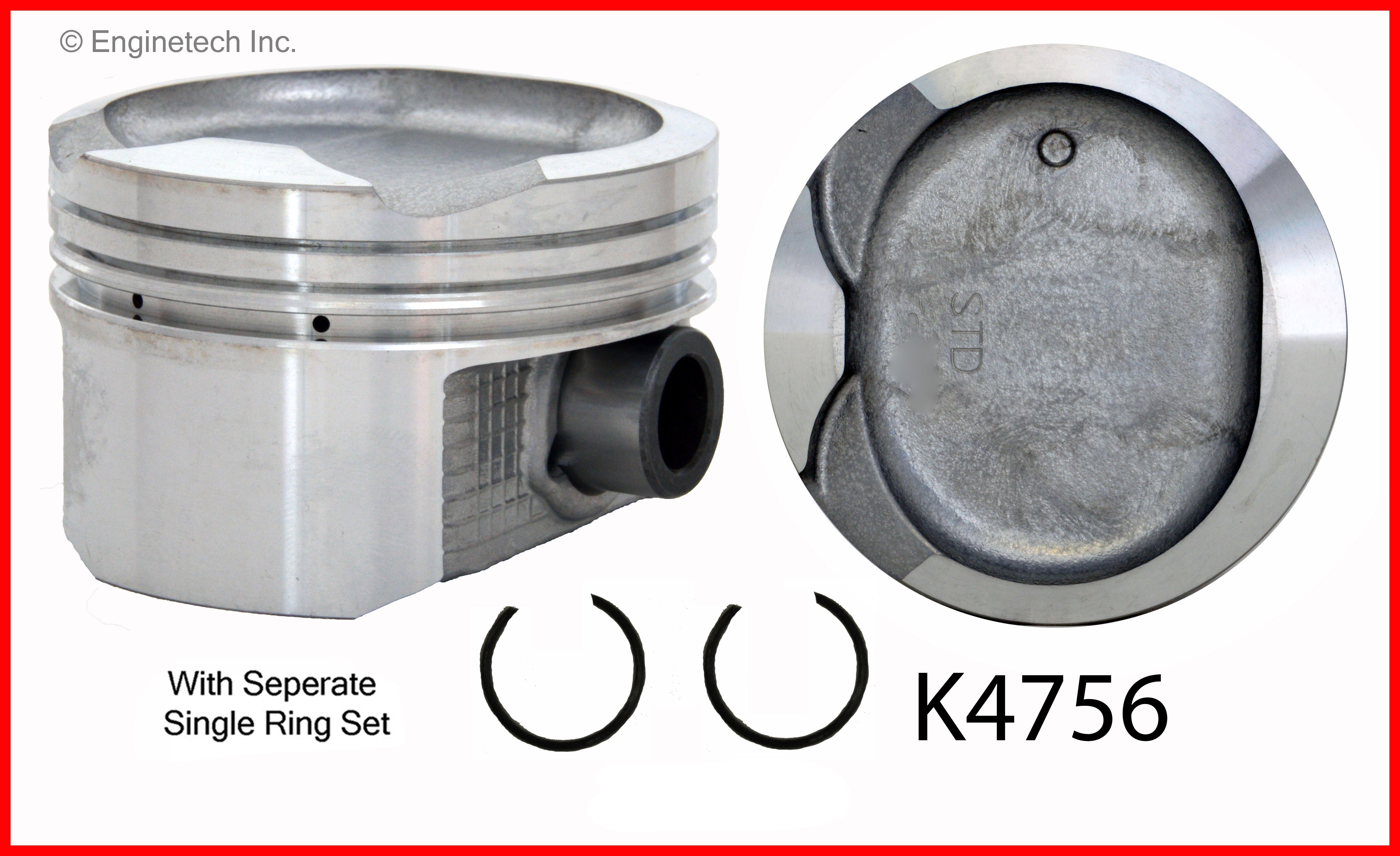 Enginetech K4756(4)P.50 Engine Piston Kit with Separate Full Ring Stac ...