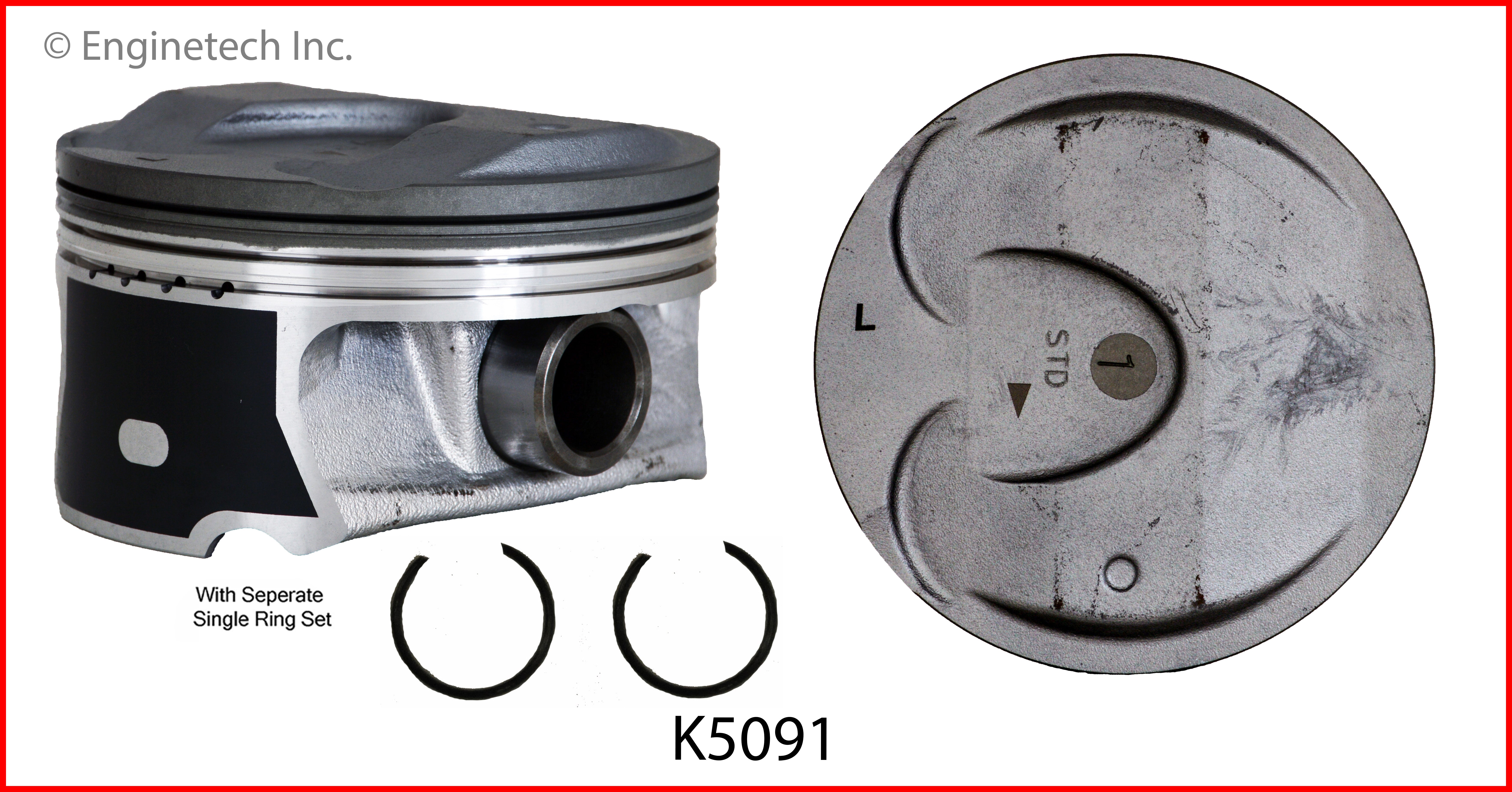 Enginetech K5091(6)PSTD Engine Piston Kit with Separate Full Ring Stac ...