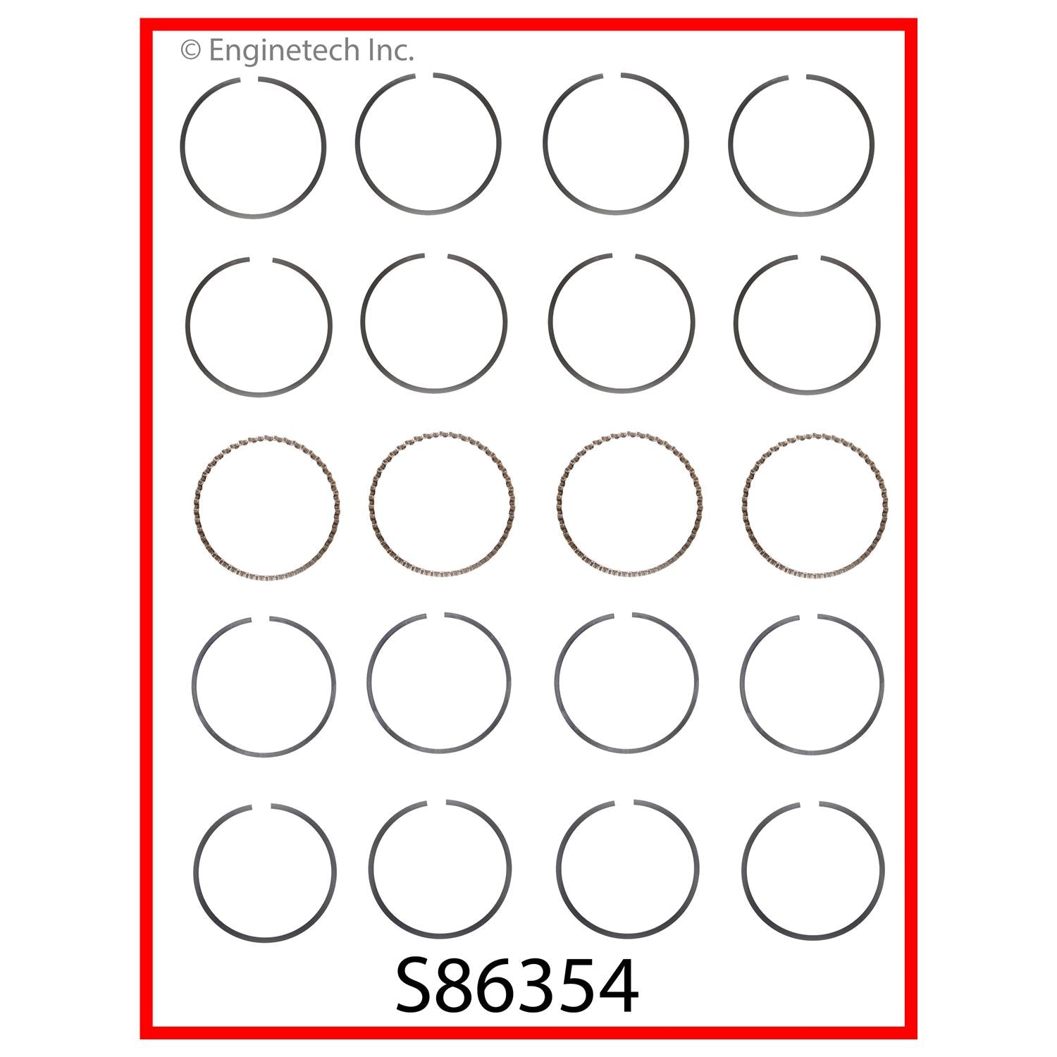 Enginetech S86354-100 Engine Premium Piston Ring Complete Set for Toyo ...