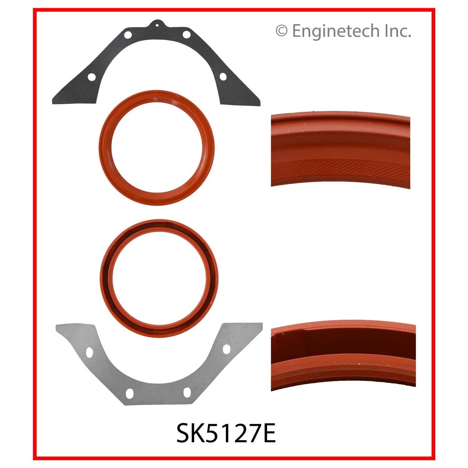 Enginetech SK5127E Engine Rear Crankshaft Seal with Gasket for Ford Ve ...